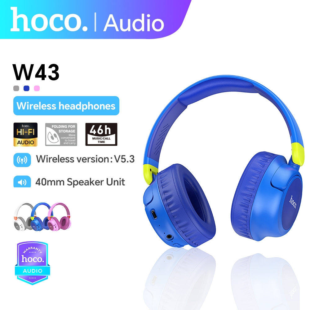 HOCO W43 หูฟังบลูทู 5.3 พับเก็บได้ ใส่สบาย สีสวย คุณภาพดี HiFi Audio ...