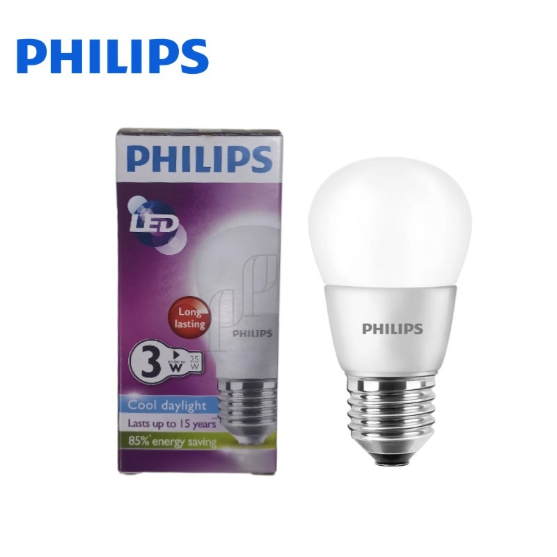 PHILIPS หลอดบับLED กลม ทรงปิงปอง 3W ขั้วเกลียวE27 220V 250lumen แสงขาวDAYLIGHT ประหยัดไฟ ...