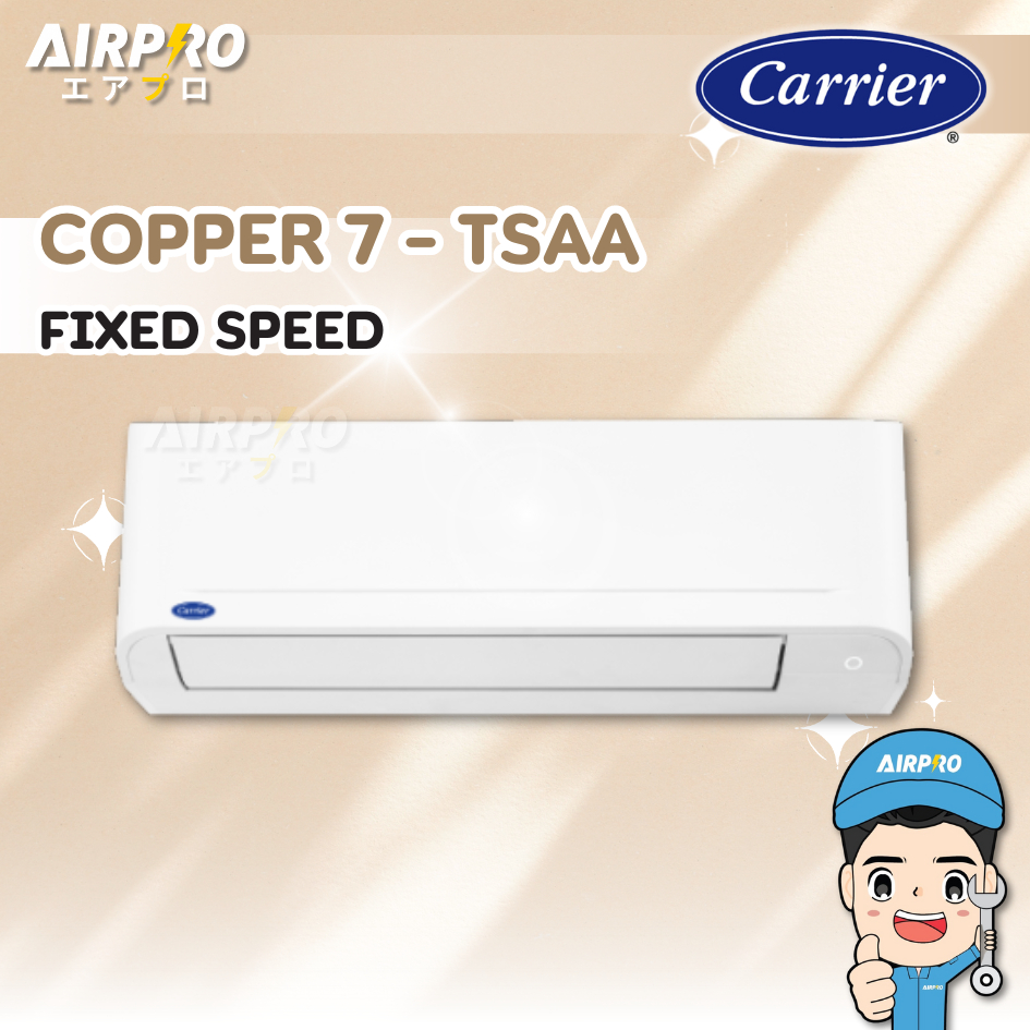 Carrier แอร์ติดผนัง รุ่น COPPER 7 Fixed Speed ( TSAA) เบอร์ 5 คอยล์ทองแดง เย็นเร็ว ราคาไม่รวม ...