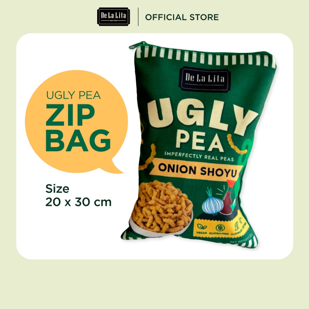 ถุงผ้าสกรีนลายซอง UGLY PEA ZIP BAG DE LA LITA | Shopee Thailand