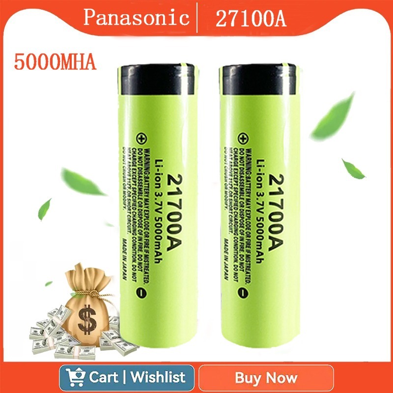 ถ่านชาร์จPanasonic แบตเตอรี่ 21700 3.7V 5000mAh หัวแบน แบตเตอรี่ลิเธียม ...