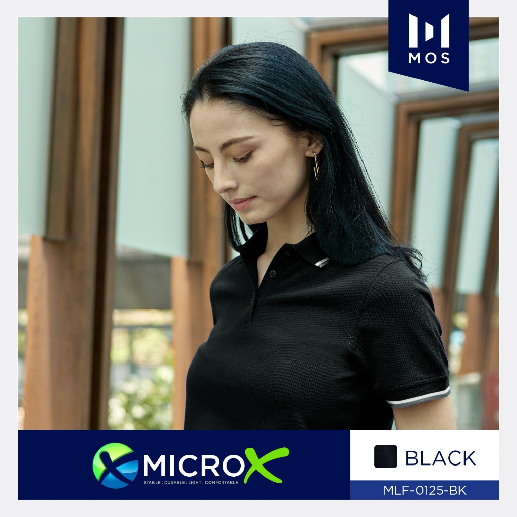MOS เสื้อโปโลผู้หญิง รุ่นMicro X สีสดยับยาก สีโทนเข้ม สีดำ สีกรมท่า สีเทาซีเมนท์ | Shopee Thailand