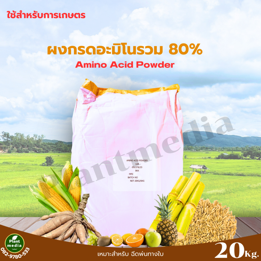 กรดอะมิโนรวม 80% Amino Acid Powder เข้มข้นละลายง่าย ทางการเกษตร บรรจุ ...