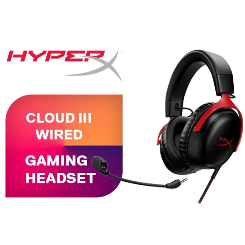 HyperX Cloud III Gaming Headset Black / Red ชุดหูฟังเกมมิ่ง (สีดำ/สีแดง) | Shopee Thailand