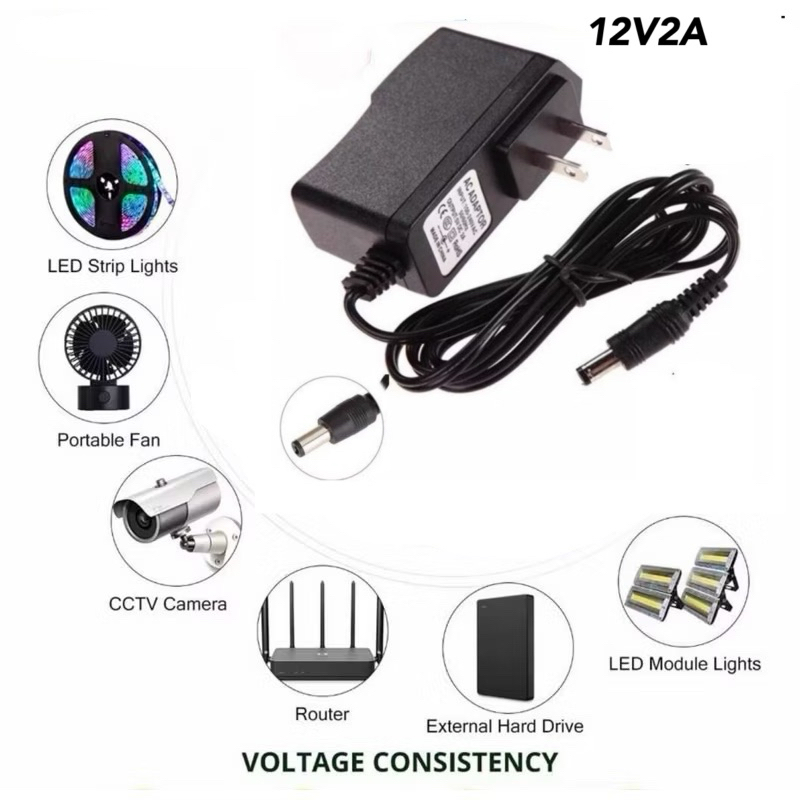 12v2a DC อะแดปเตอร์ Adapter 12V 2A 2000mA (DC 5.5 x 2.5MM) | Shopee Thailand