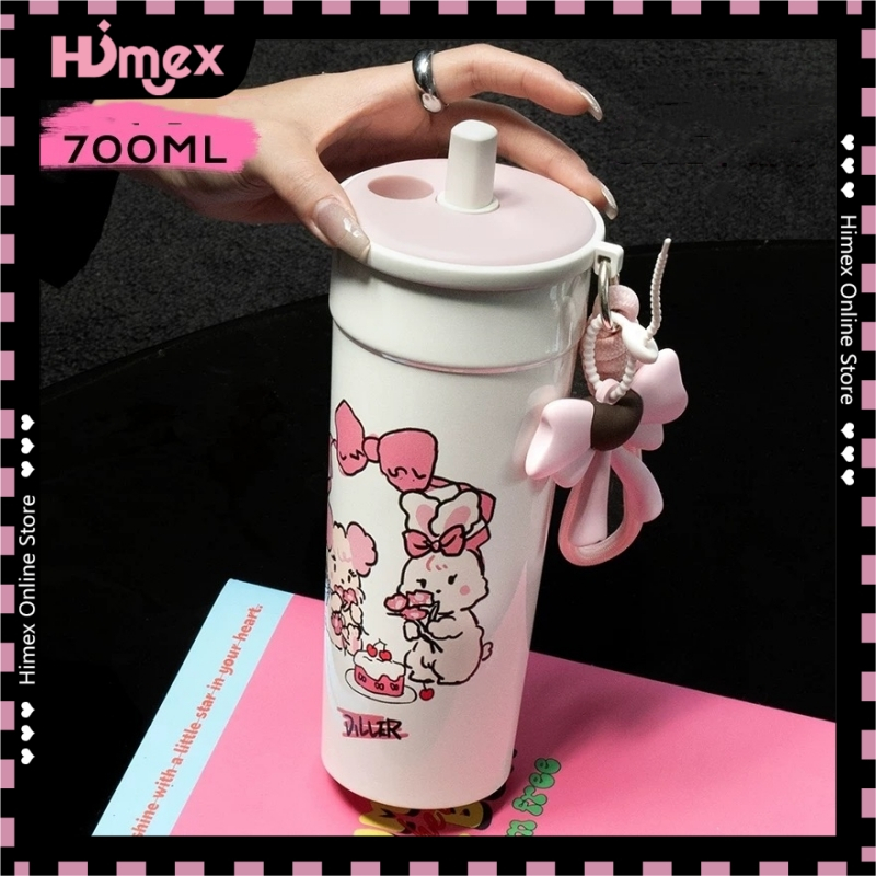 Himex แก้วเก็บความเย็น น่ารัก เกาหลี 700ml กระบอกน้ำ สแตนเลส316 ขวดน้ำพกพา ที่จับคันธนู | Shopee ...