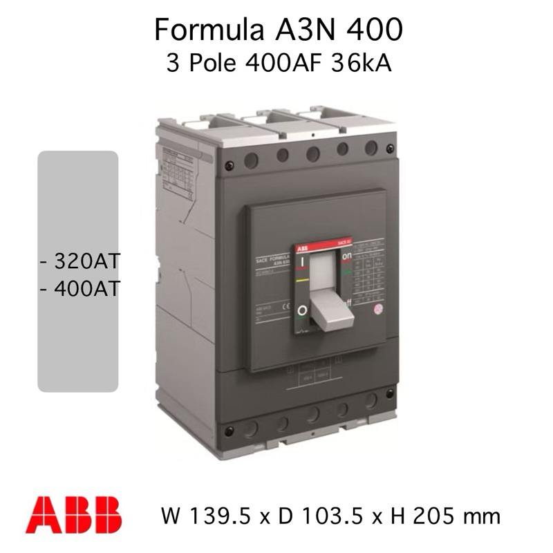 ABB เบรกเกอร์ MCCB Formula A3N 400 3P 320A 400A | Shopee Thailand