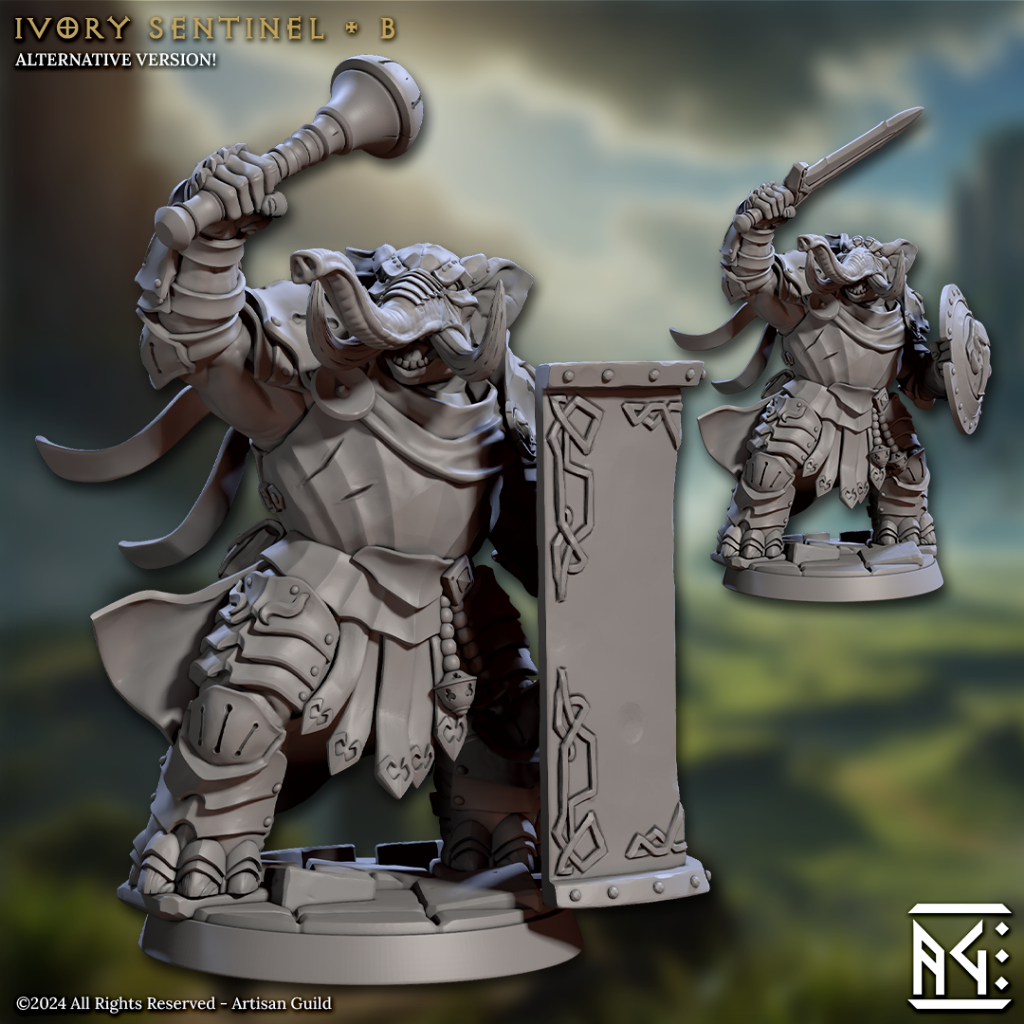Ivory Sentinel B - Elephorim Ivory Sentinels - Humanoid Loxodon / 32mm ...