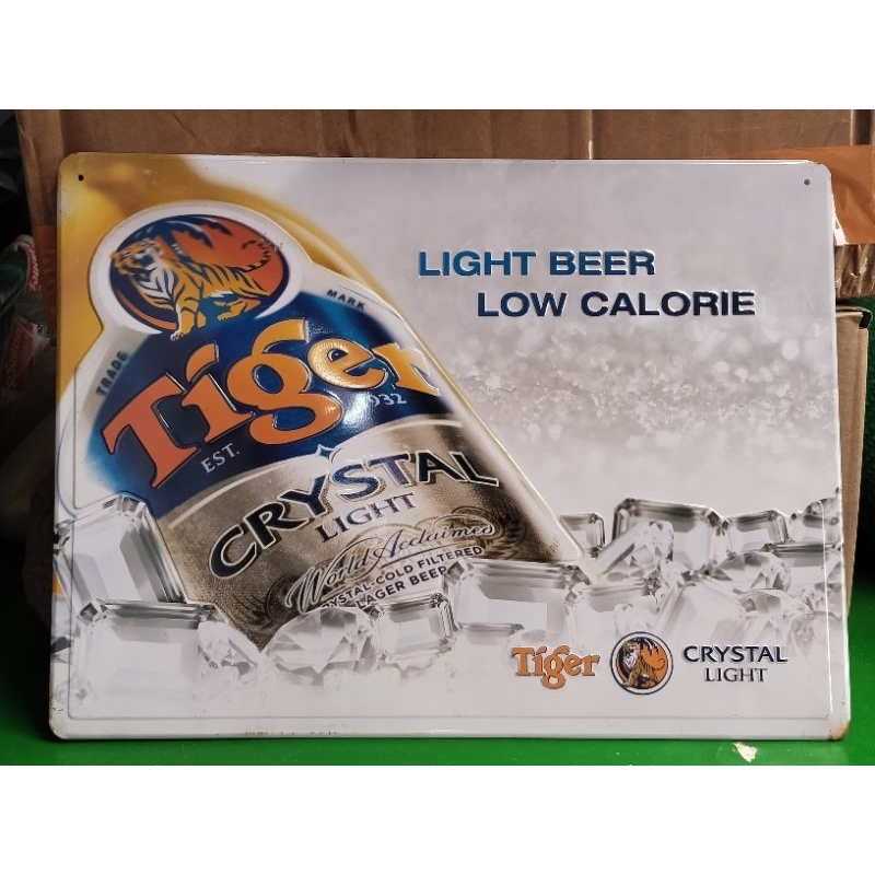 ป้ายสังกะสี เบียร์ Tiger Crystal Light ตีลายนูน ของแท้ หายาก | Shopee ...