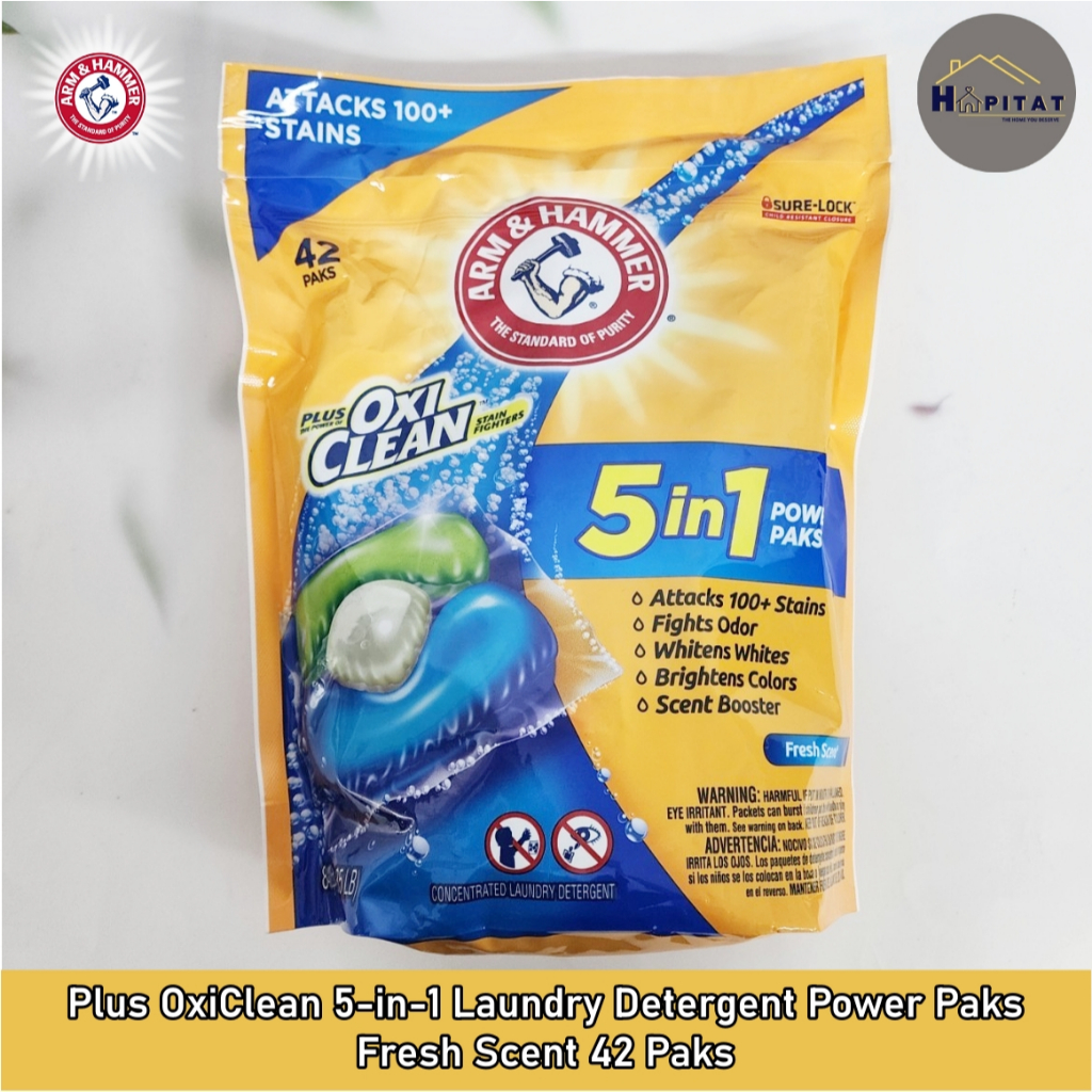 {Arm & Hammer®} Plus OxiClean 5-in-1 Laundry Detergent Power Paks Fresh Scent 42 Paks เจลบอลซัก ...