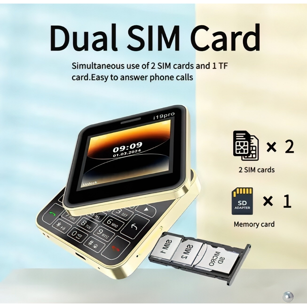 i19 Pro Square Slide Button Mini Mobile Phone 2.4inch Dual SIM 2G GSM ...