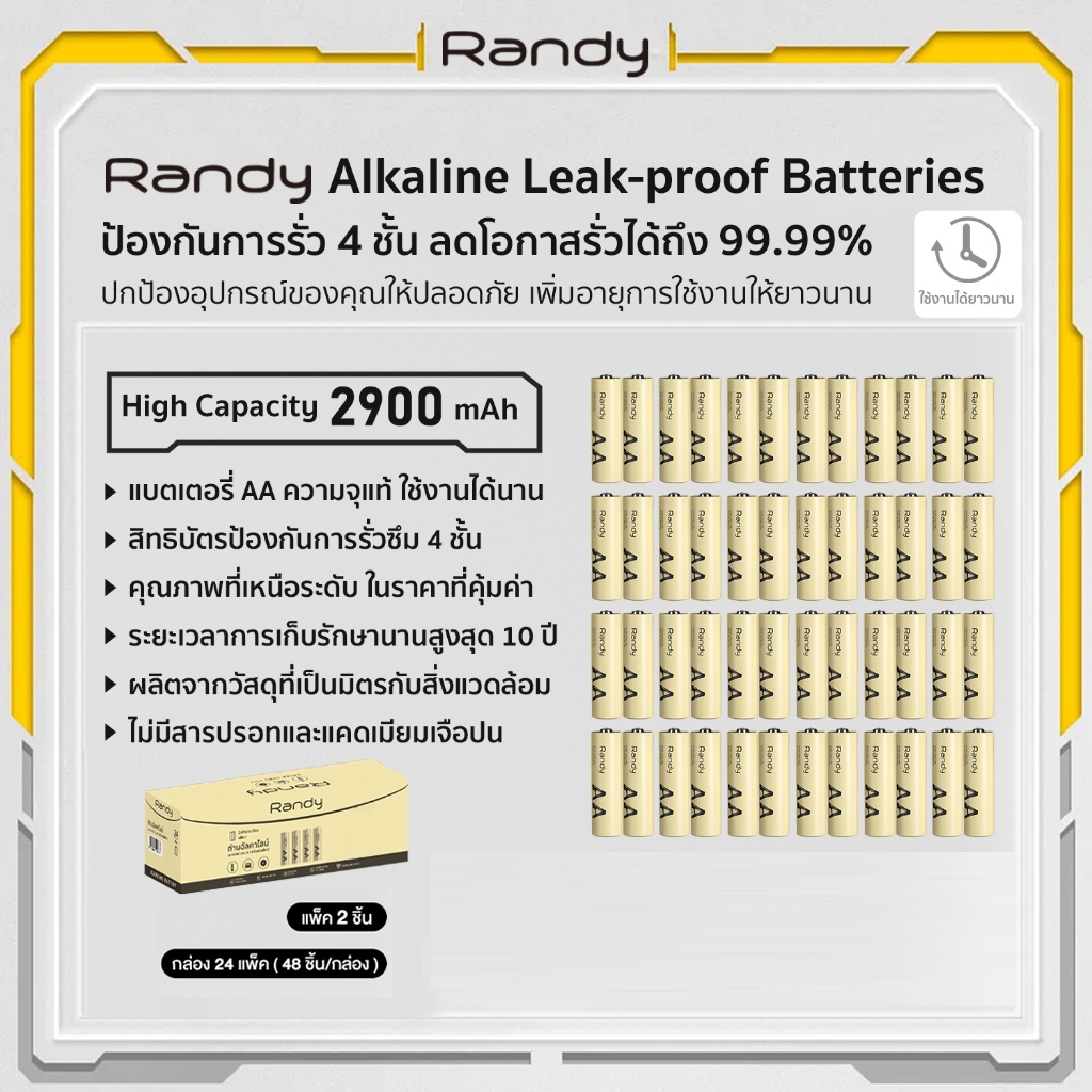 [โปรโมชั่นใหญ่] Randy Battery Alkaline ถ่านอัลคาไลน์ AA แบตเตอรี่ ความ ...
