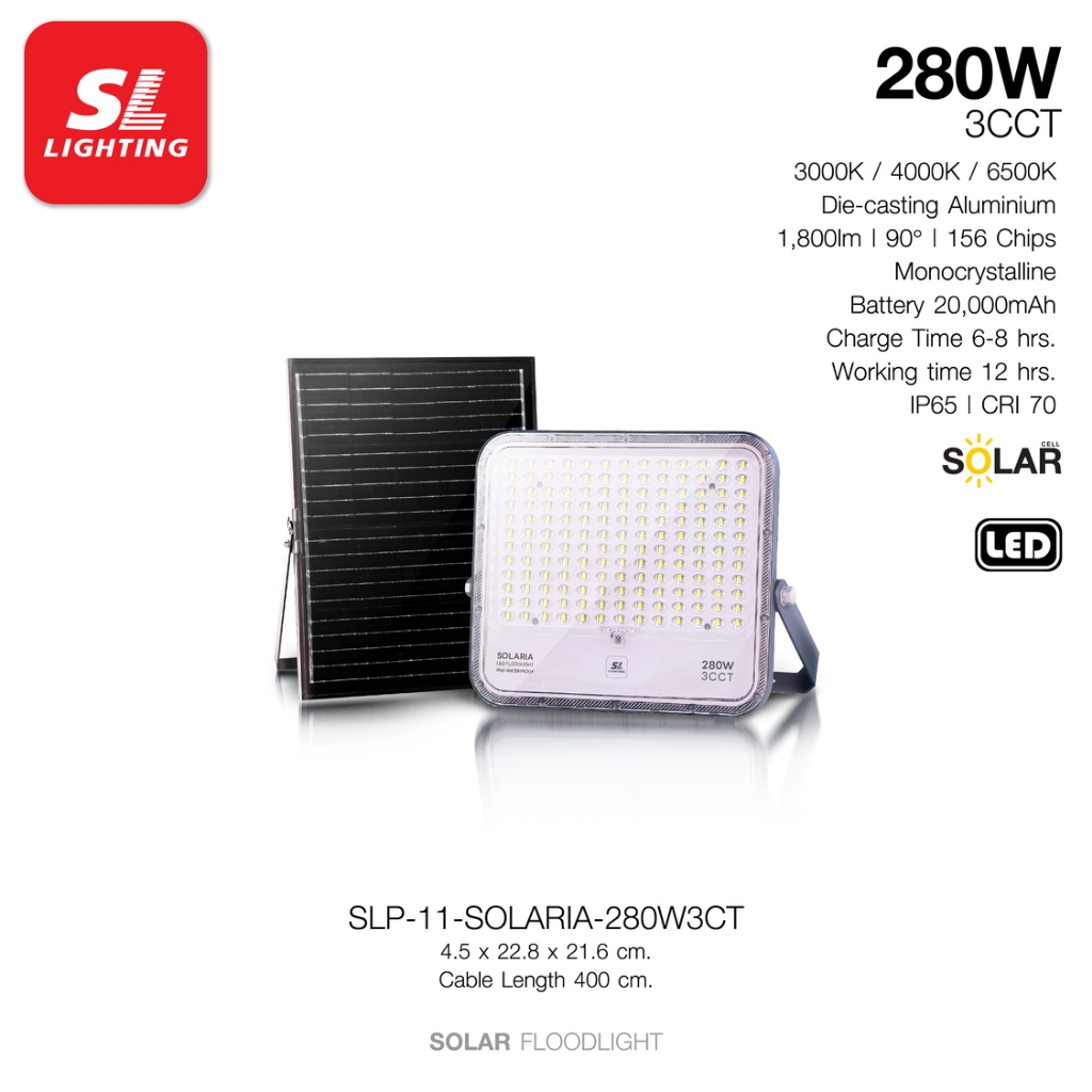 SL LIGHTING | SOLARCELL FLOODLIGHT โคมไฟโซล่าฟลัดไลท์ 280W 3000K,4000K ...