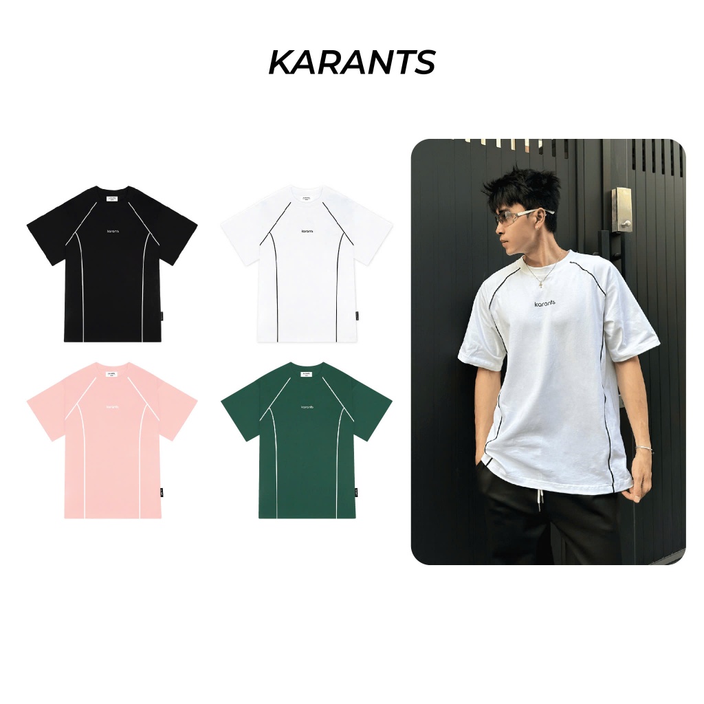 Karants แบรนด์ระดับนานาชาติอินเทรนด์ เสื้อยืดขอบลายนูน Streetwear Form ...