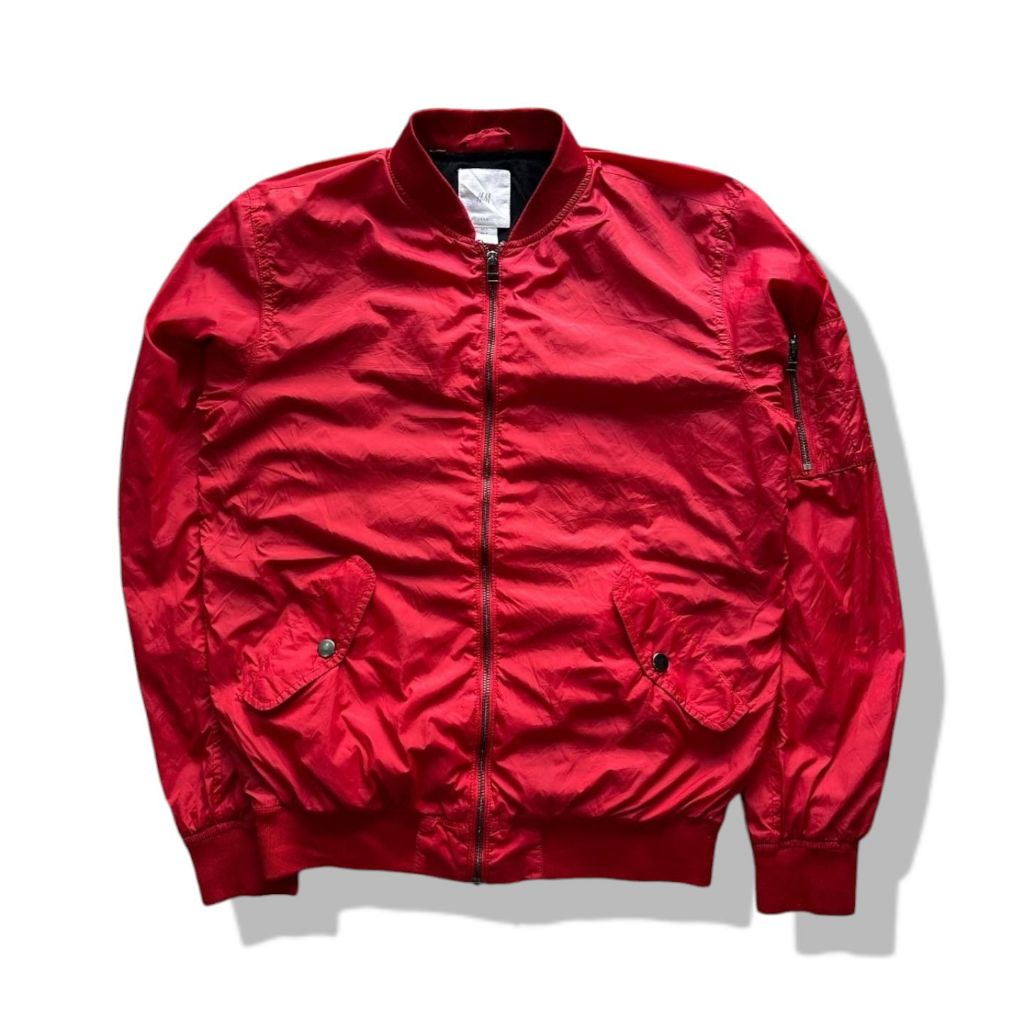 H&M Red Bomber Jacket รอบอก 42” | Shopee Thailand