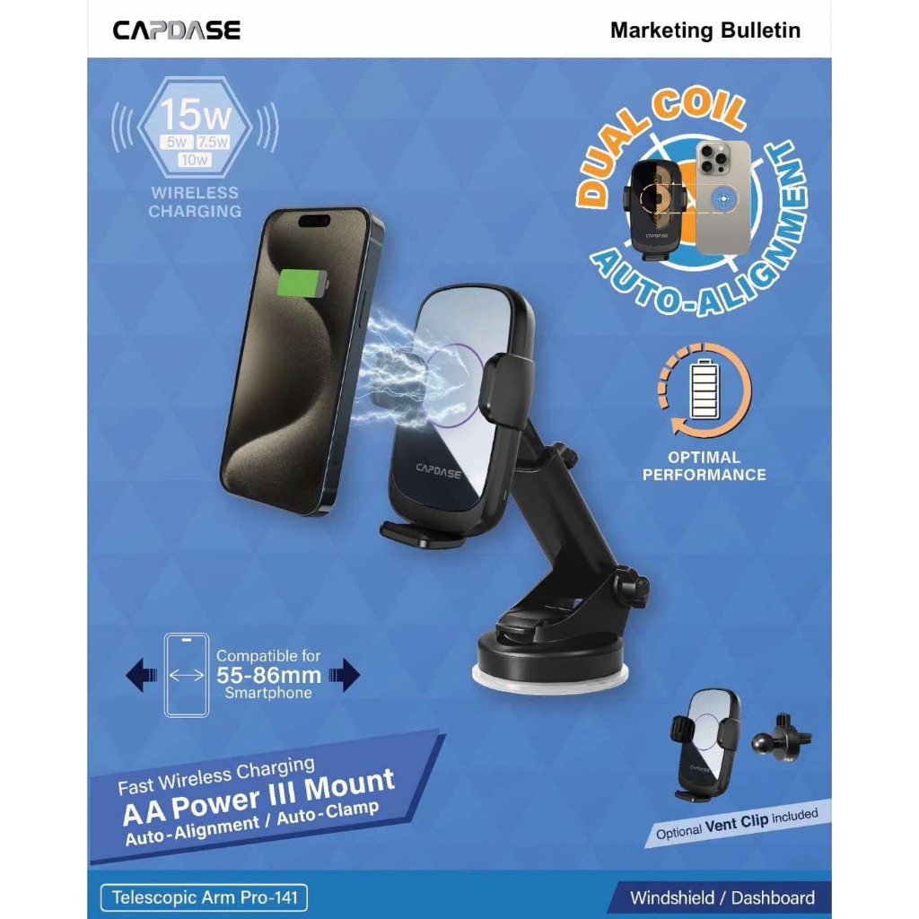 CAPDASE AA POWER III MOUNT / Fast Wireless Charging 15w ที่จับมือถือ ...