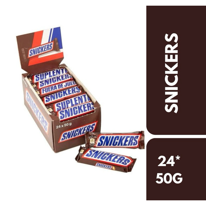 Snickers Chocolate bars 24*50g(1Box)++สนิกเกอร์ ช็อกโกแลต บาร์ 24*50กรัม(1กล่อง) | Shopee Thailand