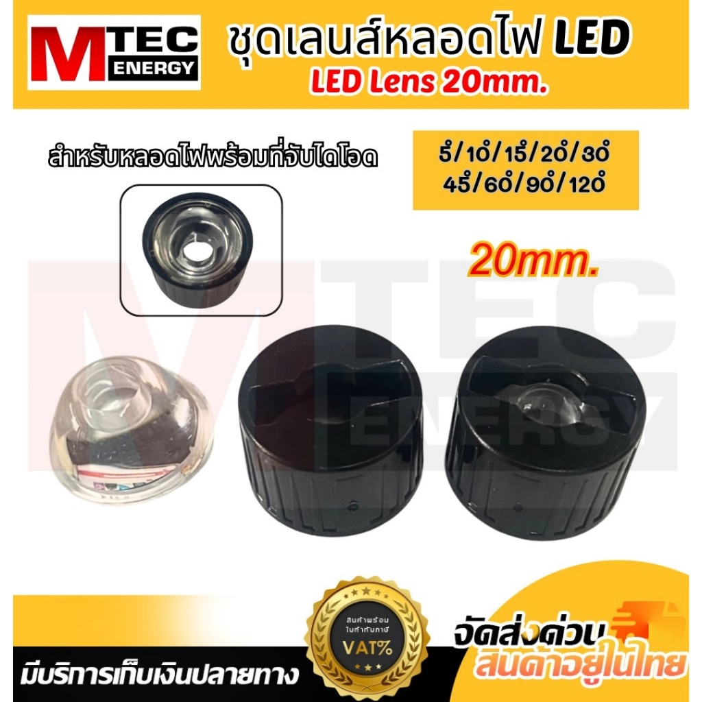 ชุดเลนส์หลอดไฟ LED Lens 20mm. สำหรับหลอดไฟพร้อมที่จับไดโอด | Shopee ...