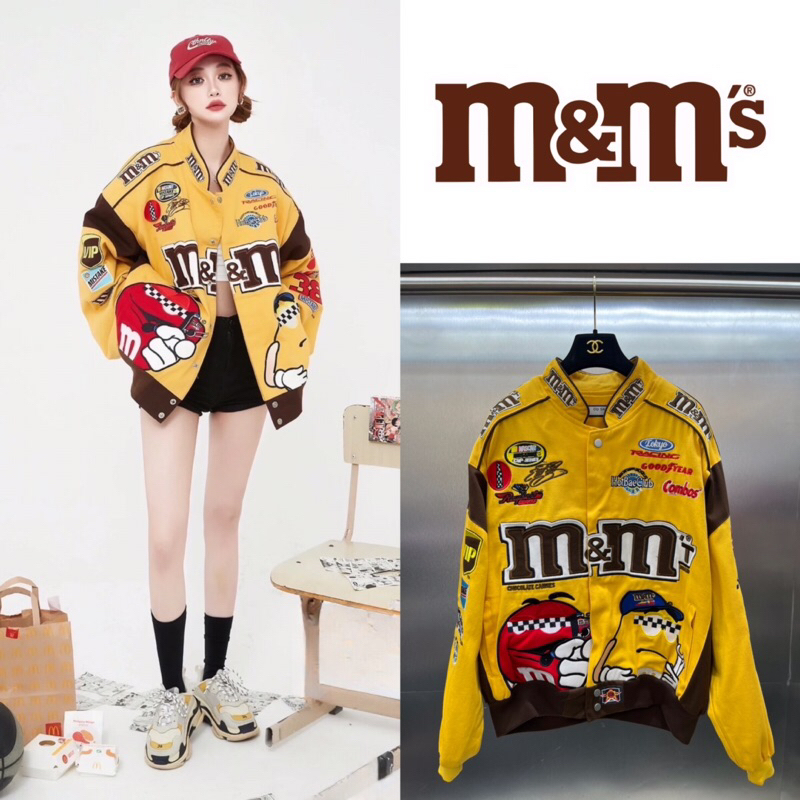เสื้อแจ็คเก็ต M&M VARSITY NASCAR VANVAS VINTAGE JACKET (สีเหลือง ...