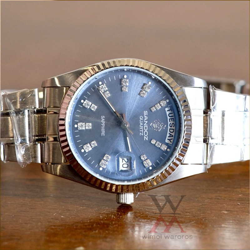 นาฬิกา SANDOZ รุ่น 89226 สี SS03(Blue), SS05(Gray) SAPPHIRE 3ATM DAY ...