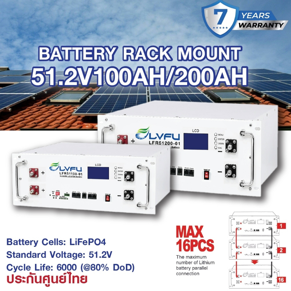 LVFU 51.2V 100AH / 200AH Mounted LiFePO4 battery แบตเตอรี่ สำหรับ ...