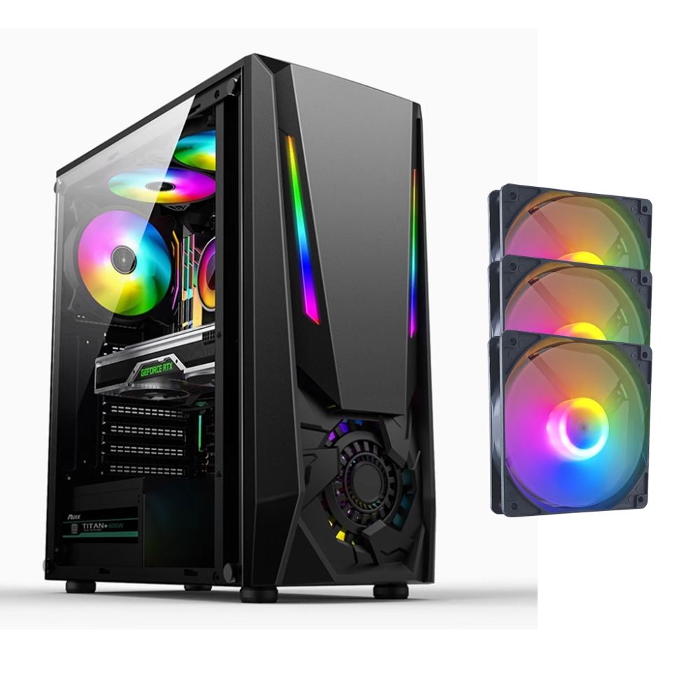 EVESKY Destroyer เคสคอมพิวเตอร์เดสก์ท็อป DIY ด้านข้างโปร่งใส RGB เกมระบายความร้อนด้วยน้ำ ATX ...