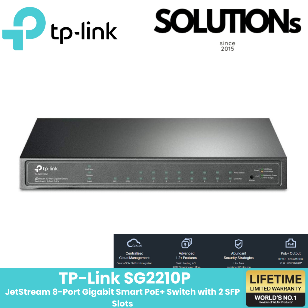 TP-Link SG2210P เป็น Gigabit PoE Switch มาตรฐาน 802.3af/at จำนวน 8 ช่อง ...