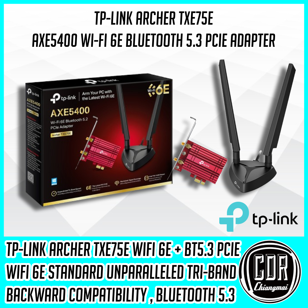 TP-LINK Archer TXE75E AXE5400 Wi-Fi 6E Bluetooth 5.3 PCIe Adapter การ์ด ...