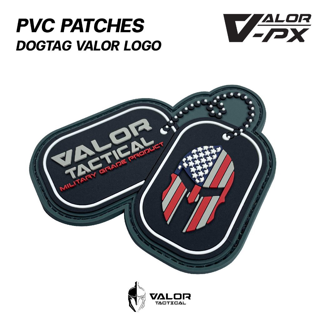 VALOR PX - PVC Patches - Dogtag Valor Logo แผ่นแพทช์ ขนาด 80x83mm แพทช์ตีนตุ๊กแก ติดกระเป๋า ติด ...