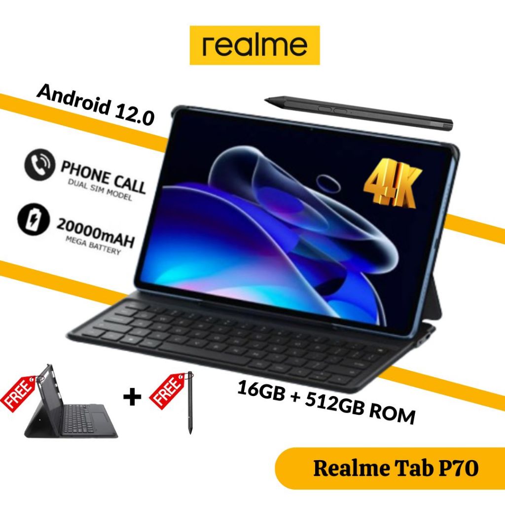 2024 Realme Tab P70 Android 12.0 นิ้ว ROM 512GB + RAM 12GB รองรับ Dual SIM 4G/5G + WIFI | Shopee ...