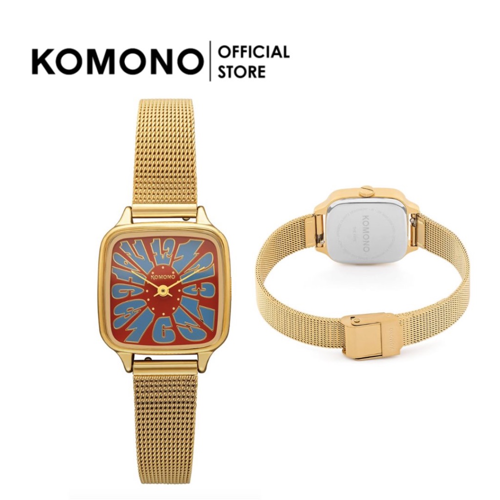 KOMONO Kate Flower Royale Gold Maroon Blue นาฬิกาผู้หญิง โลหะ หน้าปัด ...