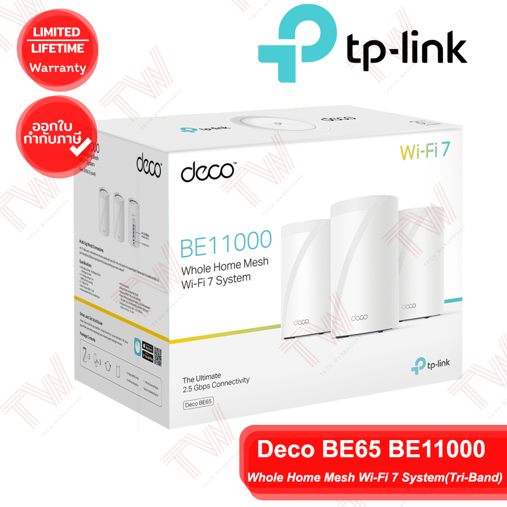 TP-Link Deco BE65 (Pack-3) BE11000 Whole Home Mesh Wi-Fi 7 System(Tri ...
