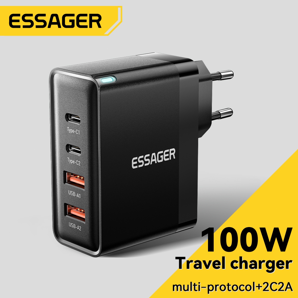Essager เครื่องชาร์จพกพา 100W 2C+2A มาตรฐานยุโรป เหมาะกับอุปกรณ์หลาก ...