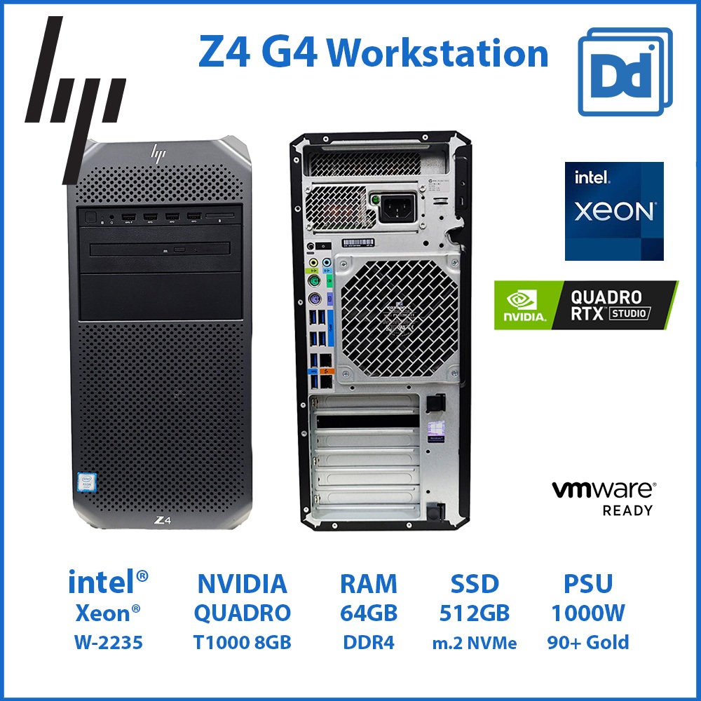 HP Z4 G4 Workstation intel Xeon W-2235 6C/12T NVIDIA Quadro T1000 8GB RAM 64GB SSD NVMe 512GB ...