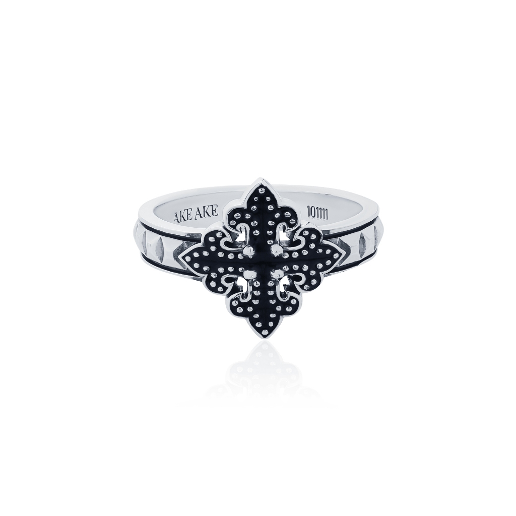 AKE AKE Rocking Cross Ring แหวนเงินแท้925 กางเขนอัศวินศักดิ์สิทธิ์ ลงดำ ...