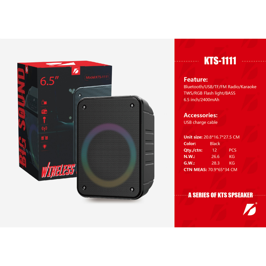 ลำโพงบลูทูธ Bluetooth KTS เสียงทุ้มหนักแน่น ดอกลำโพง | Shopee Thailand