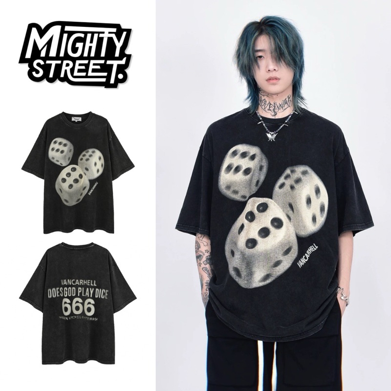 Mighty t-shirt เสื่อยืดโอเวอร์ไซส์ vancarhell แท้ งานผ้าฟอกวินเทจ สกรีน ...