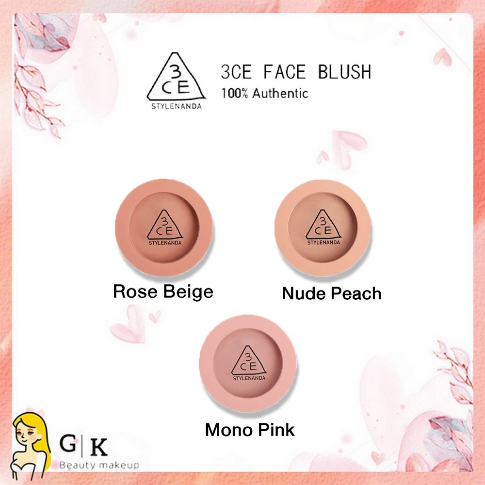 3CE Mood Recipe Face Blush 5g #Mono pink #Nude peach #Rose beige ทรีซีอี ปัดแก้ม | Shopee Thailand