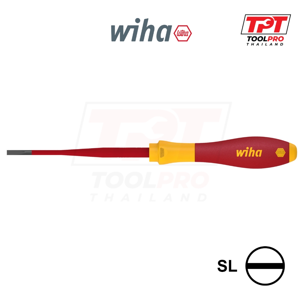 Wiha ไขควง ปลายสลิม 3201 VDE SoftFinish Electric SlimFix Screwdriver (ปากแบน Slotted) | Shopee ...