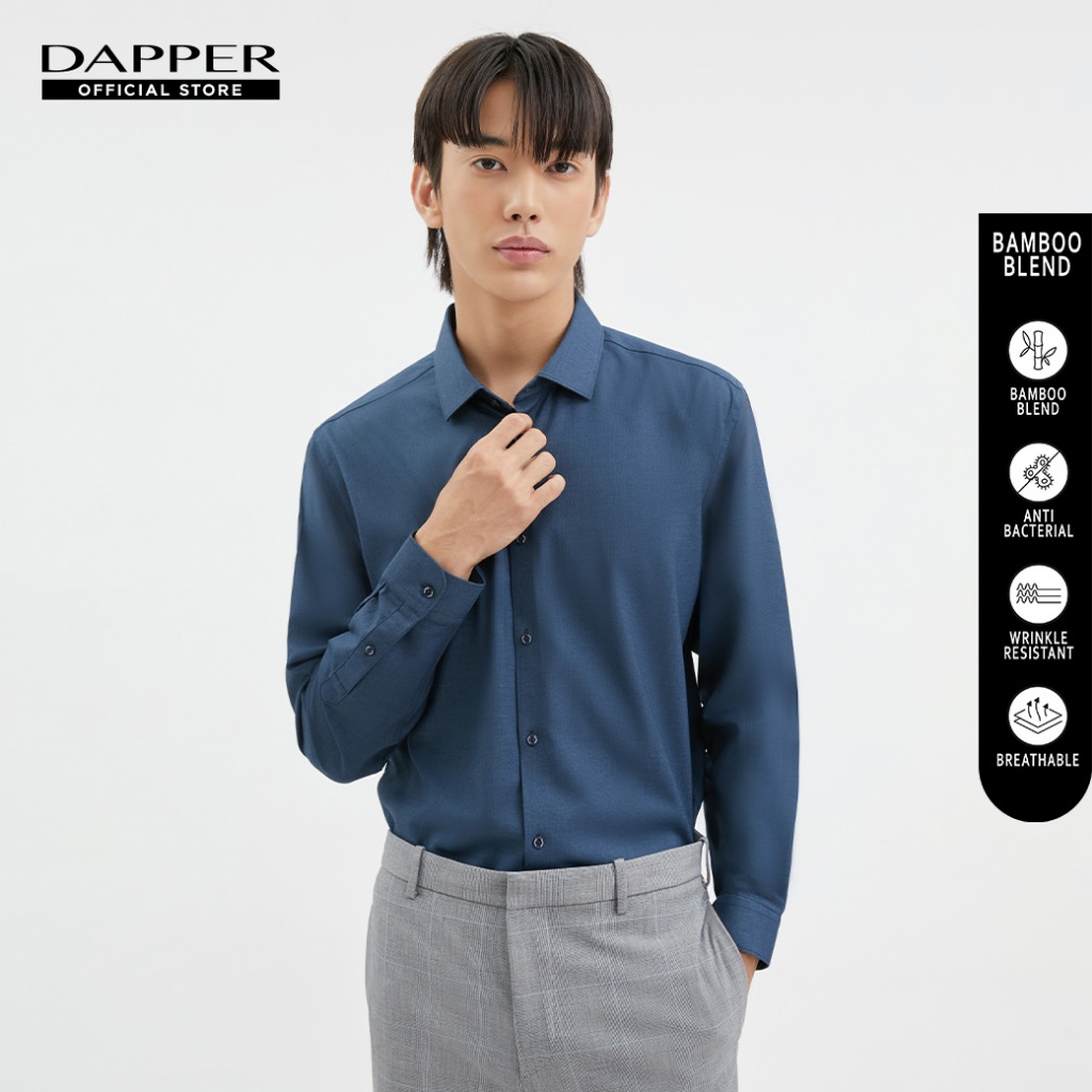 DAPPER เสื้อเชิ้ตแขนยาว BAMBOO BLEND ทรง Regular Fit สีกรมท่า (BSL/NA/334RB) | Shopee Thailand