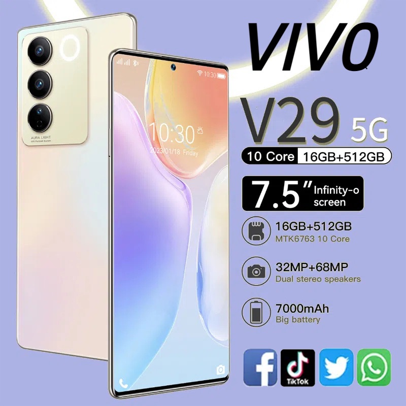 สมาร์ทโฟน VIV0 V29 5G 16+512GB มือถือหน้าจอ ขนาด 7.5 นิ้ว ชาร์จเร็ว ...