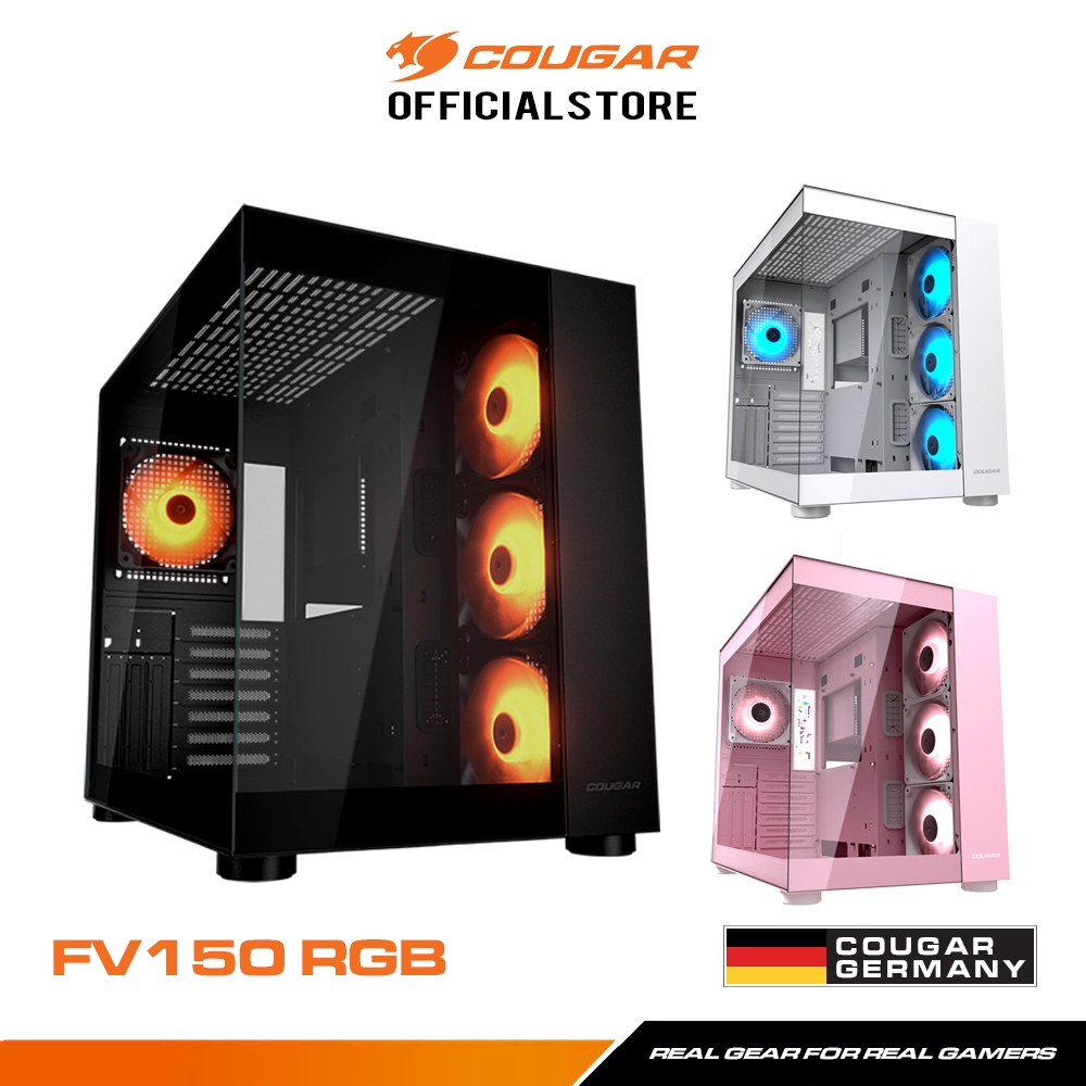 เคสคอมพิวเตอร์ COUGAR - PC CASE ATX FV150 RGB BLACK / WHITE / PINK รับ ...