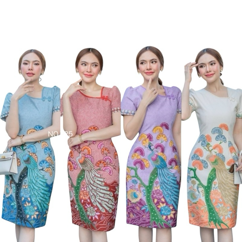 ชุดเดรสผ้าปาเต๊ะอินโด พิมลาย คอหยดน้ำ ทรงสอบ งานอัดกาวทั้งชุด ทุกชิ้น ...
