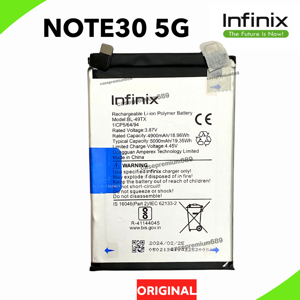 แบตเตอรี่ infinix note30 5G ของแท้ศูนย์ ตัวแบตมีประกันศูนย์ไทย 6 เดือน BL-49TX 5000mAh Note 30 ...