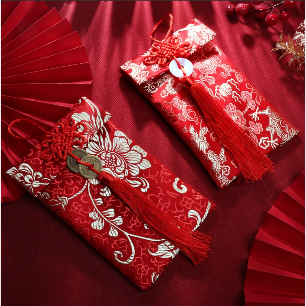 พร้อมส่ง อั่งเปาผ้าตรุษจีน งานปัก ลายมงคล ซองอั่งเปาผ้า ซองแดง หงเปา ...