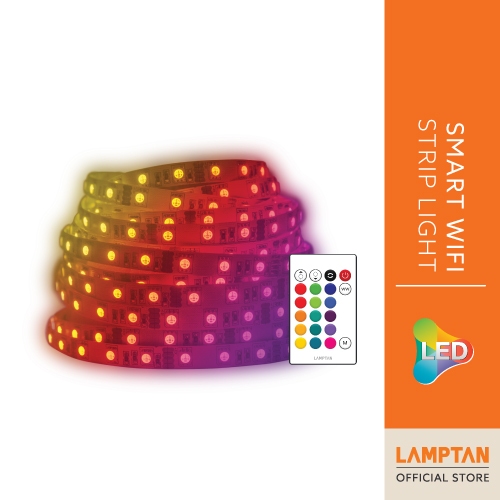 LAMPTAN หลอดไวไฟ LED Smart Wi-Fi Strip Light 18w 3m. แสงเหลือง + RGB 16 ...