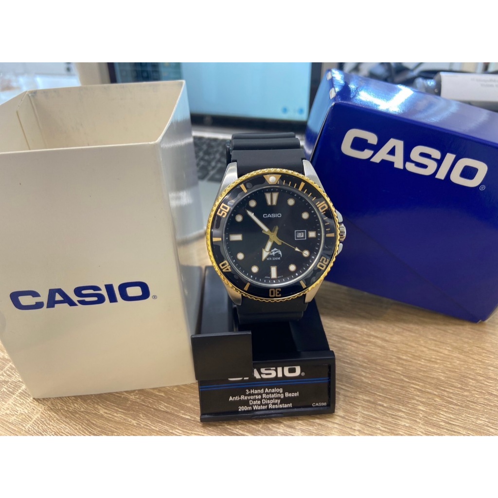 Casio Duro 200 Diver's รุ่น MDV-106G-1AV สัญญลักษณ์ปลากระโทงร่ม ขอบสองกษัตริย์ ดำ/ดำ เรือนผู้ชาย ...