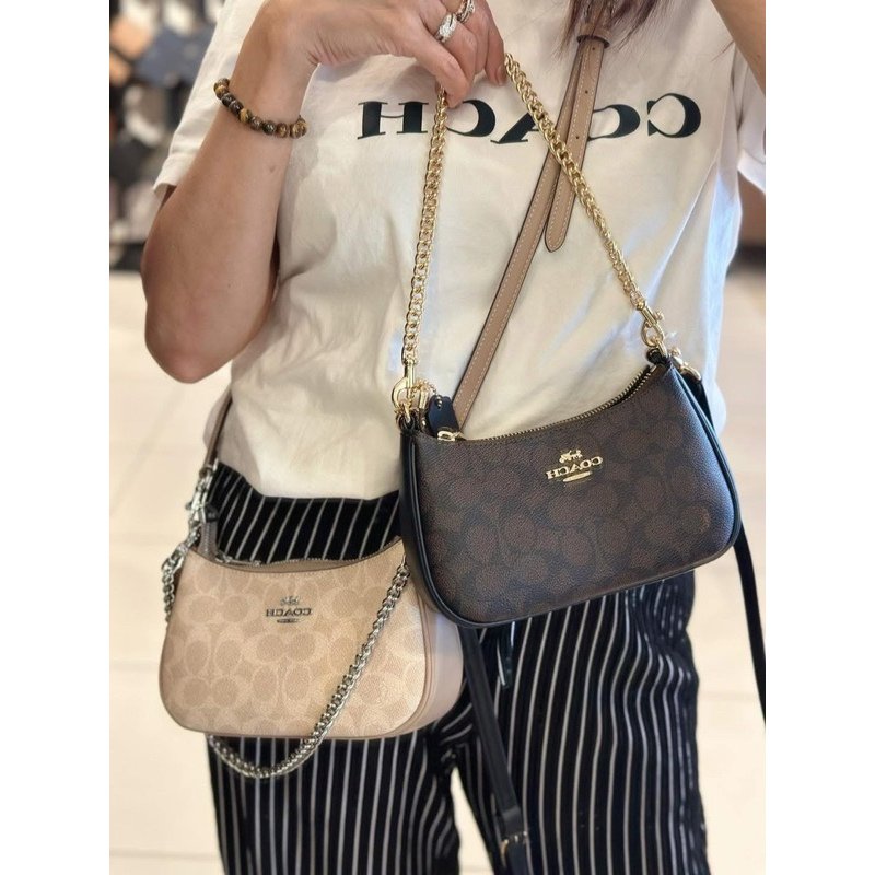 💥 พร้อมส่งที่ไทย 🔥 COACH TERI MINI CROSSBODY BAG IN SIGNATURE CANVAS 🔹 ...