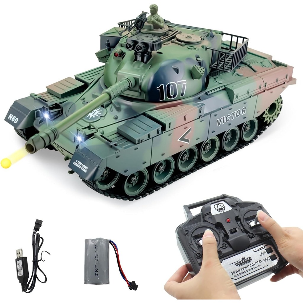 รถบังคับ รถถังตีนตะขาบ 1:18 RC 2.4Ghz US M60 15 Channel ZY021-825 ...