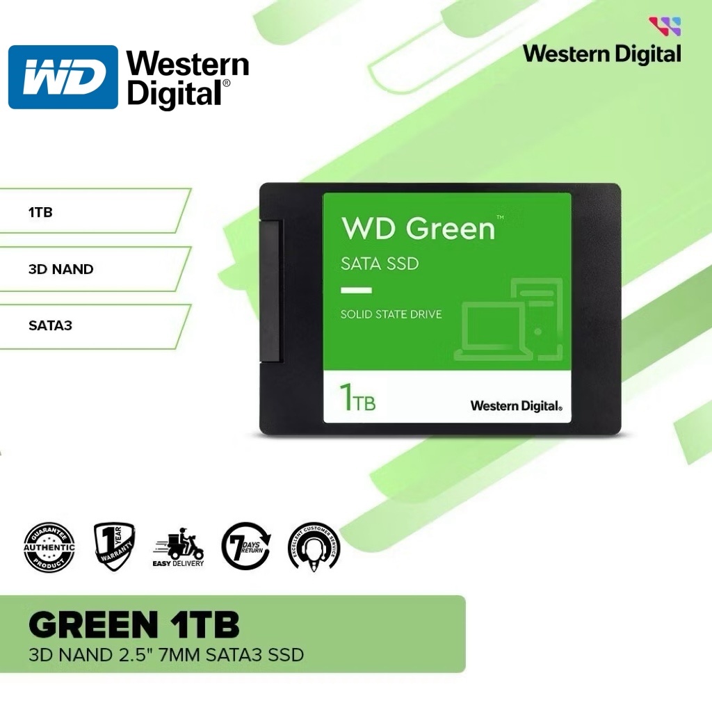 Western Data SSD 480GB 1TB SATA3 ขนาด 2.5 นิ้ว WD Green Solid State ...
